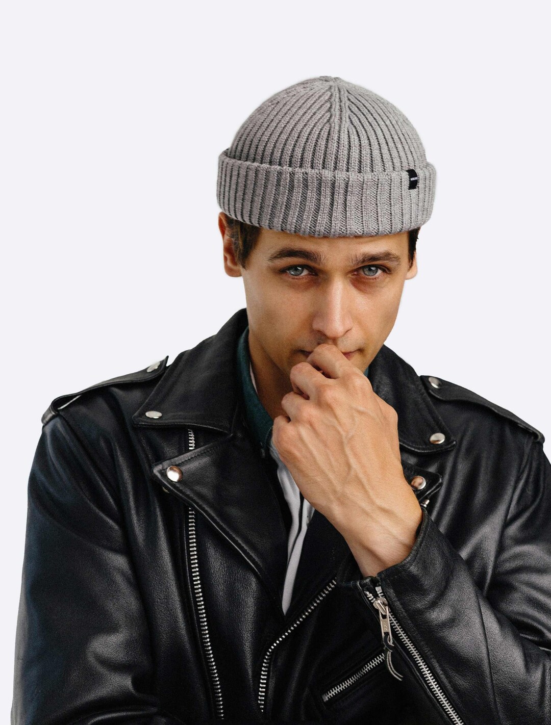 Grey Fisherman Beanie. Merino Wool Ribbed Fisherman Beanie - Etsy