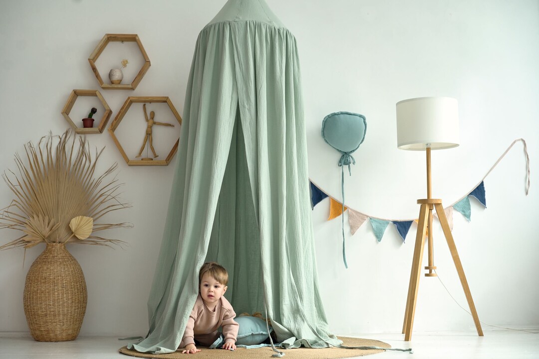 CANOPY SAGE GREEN Muslin Canopy , Nursery Canopy , Cotton Crib Cover ...