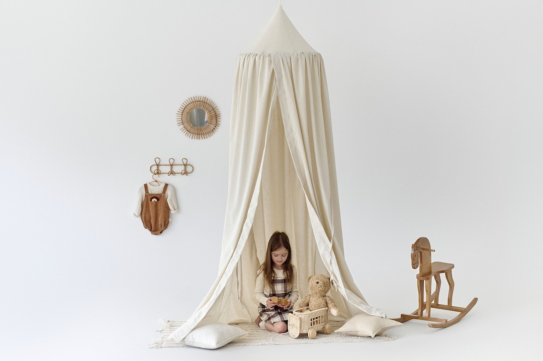 Baby Crib Canopy | Linen Canopy | Hanging From Roof Canopy, Crib Canopy ...