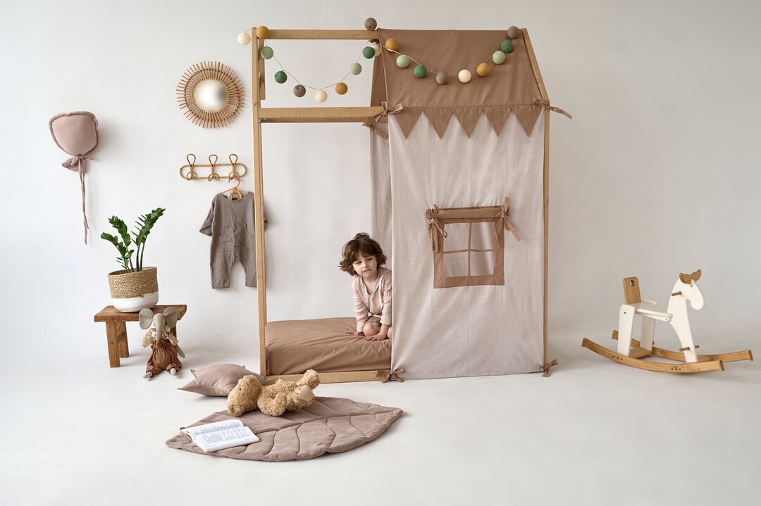 Cotton Bed Cover , Crib Curtain for Toddlers' House Bed, Toddler Bed ...