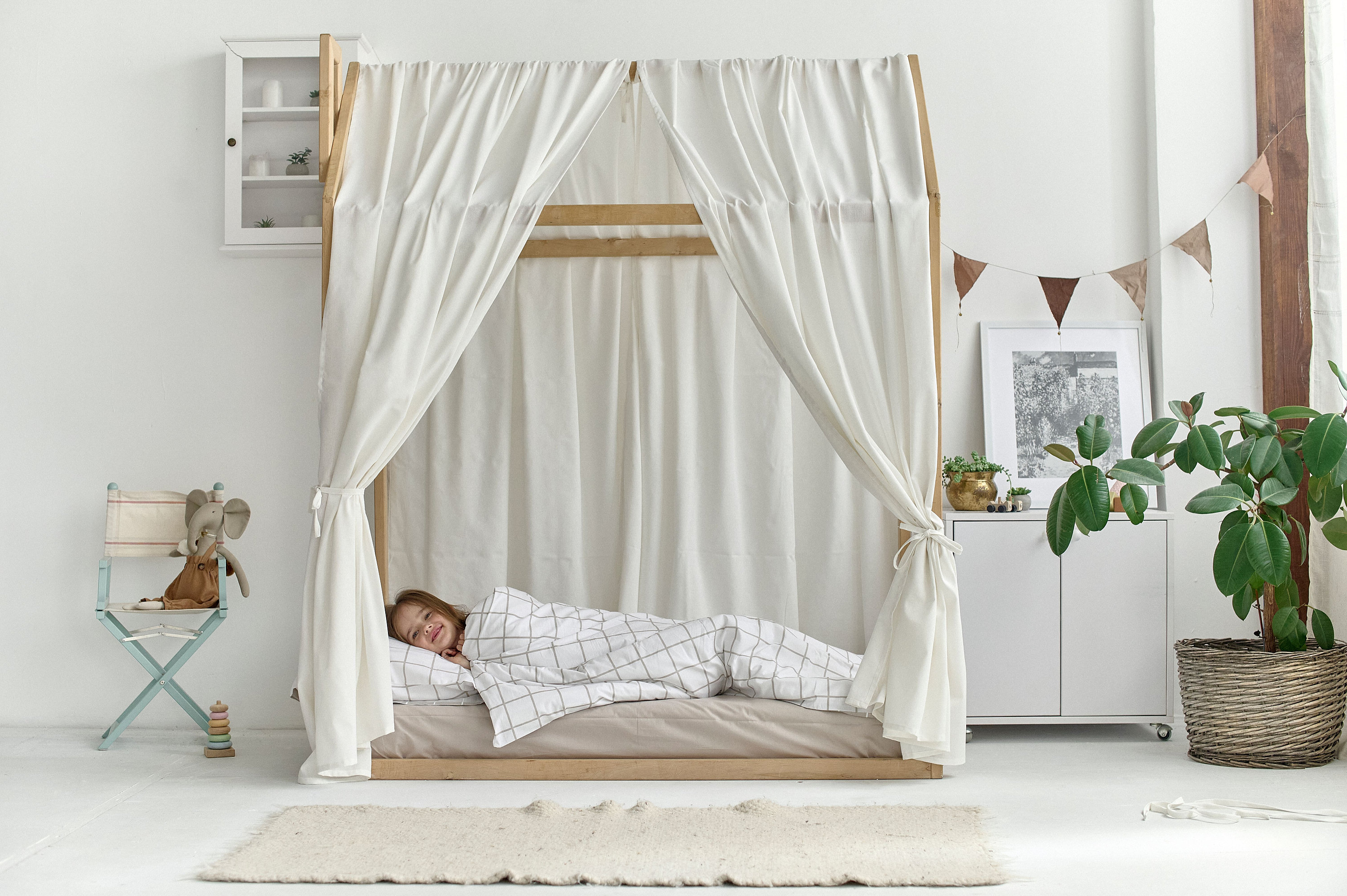 LINEN Canopy Bed Curtains | Linen Bed Curtains, Home Nursery Decor ...
