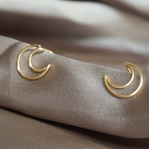 Small Moon Ear Jackets 14k Gold Moon Earrings Crescent Moon - Etsy