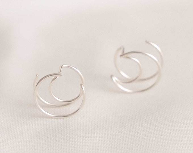 Small Moon Ear Jackets, 14k Gold Moon Earrings, Crescent Moon Earrings ...