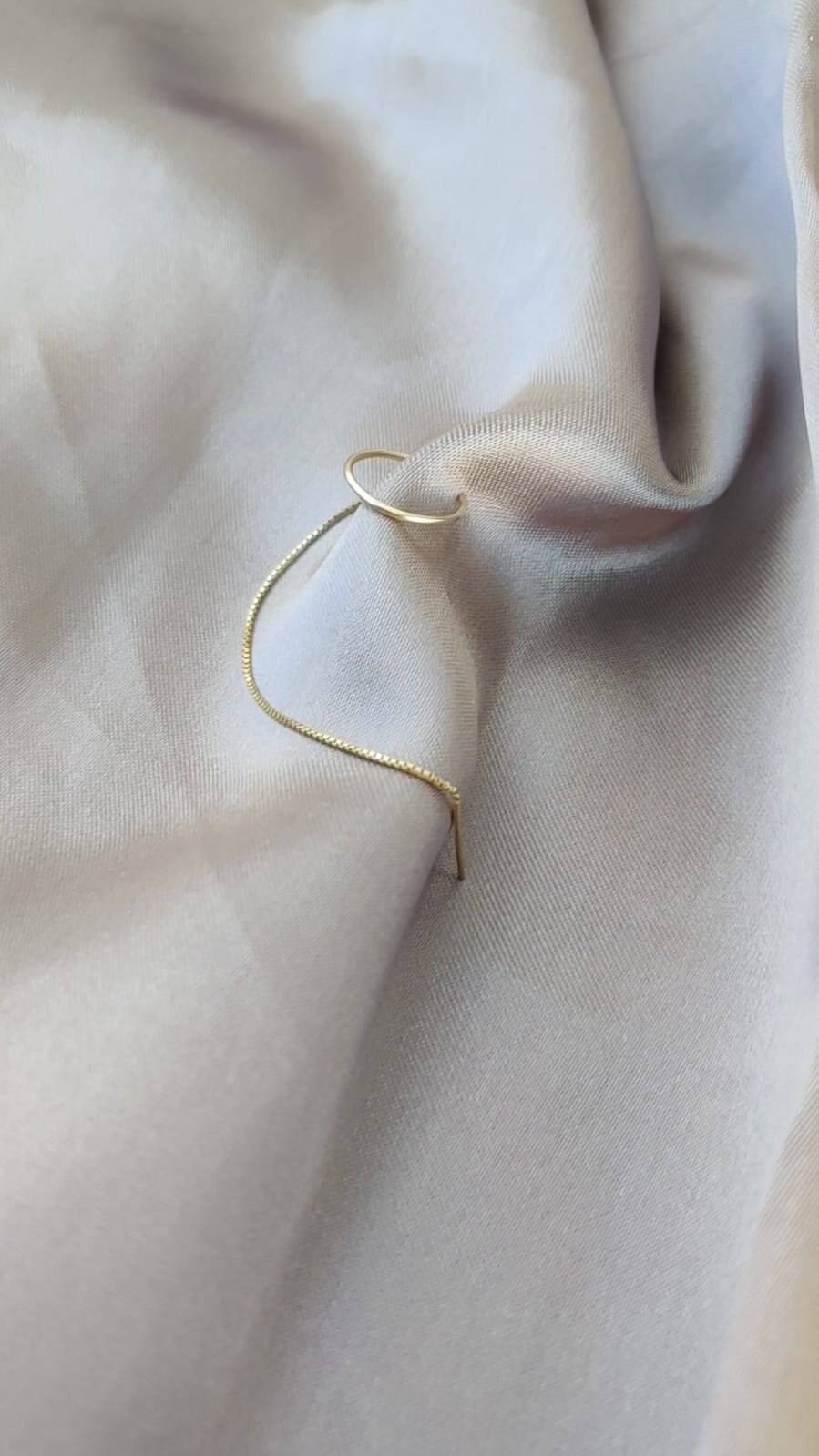 14k Gold Open Hoop Earring Hoop Threader Earring 14k Gold - Etsy