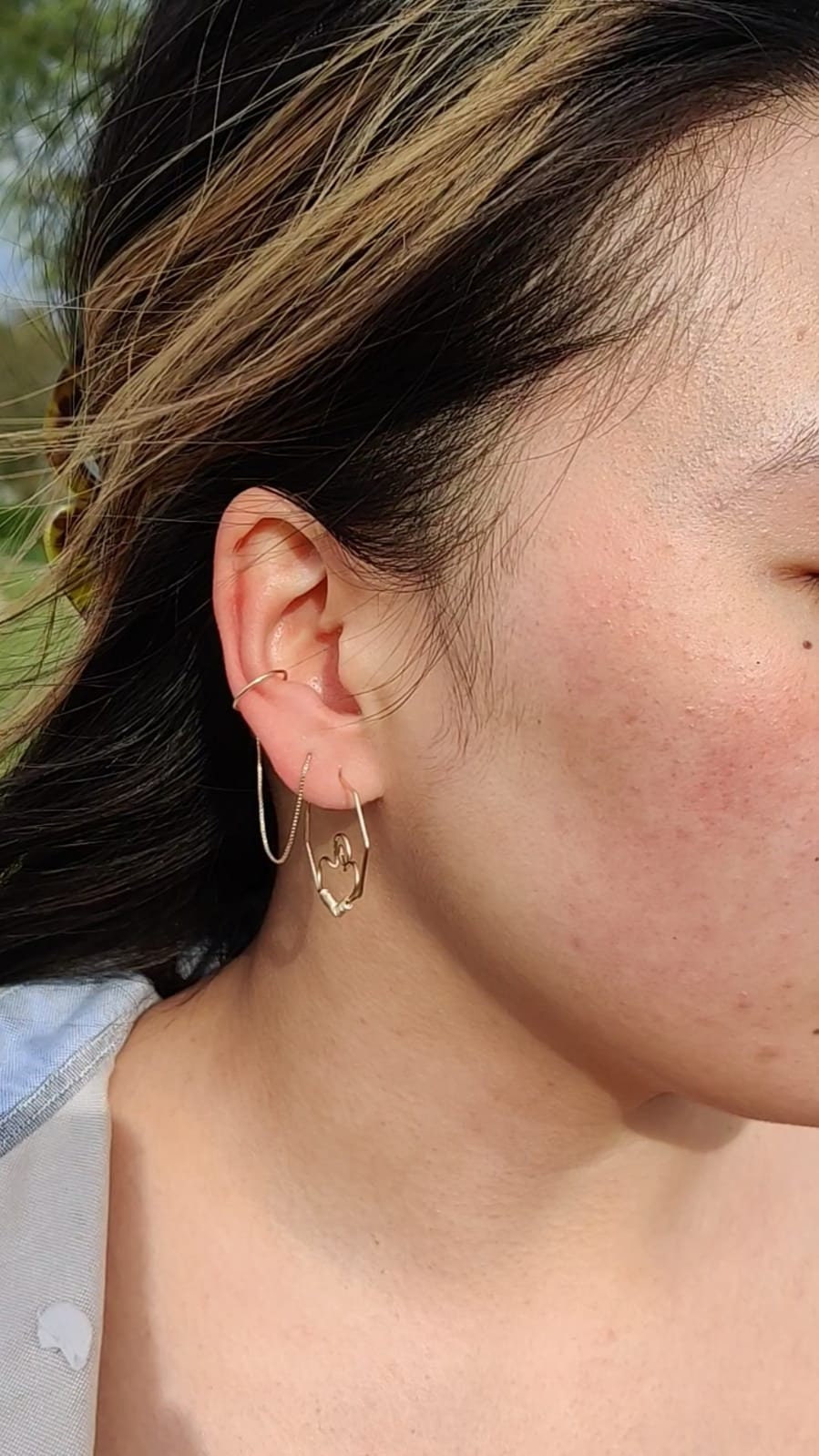 14k Gold Open Hoop Earring Hoop Threader Earring 14k Gold - Etsy