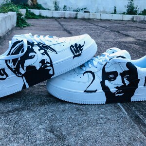 Hand Painted 2pac Shakur Rapper Trapstar Thug Life Custom Sneakers ...