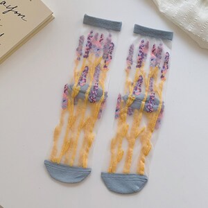 Vintage Floral Transparent Socks Summer Thin Crystal Sock - Etsy