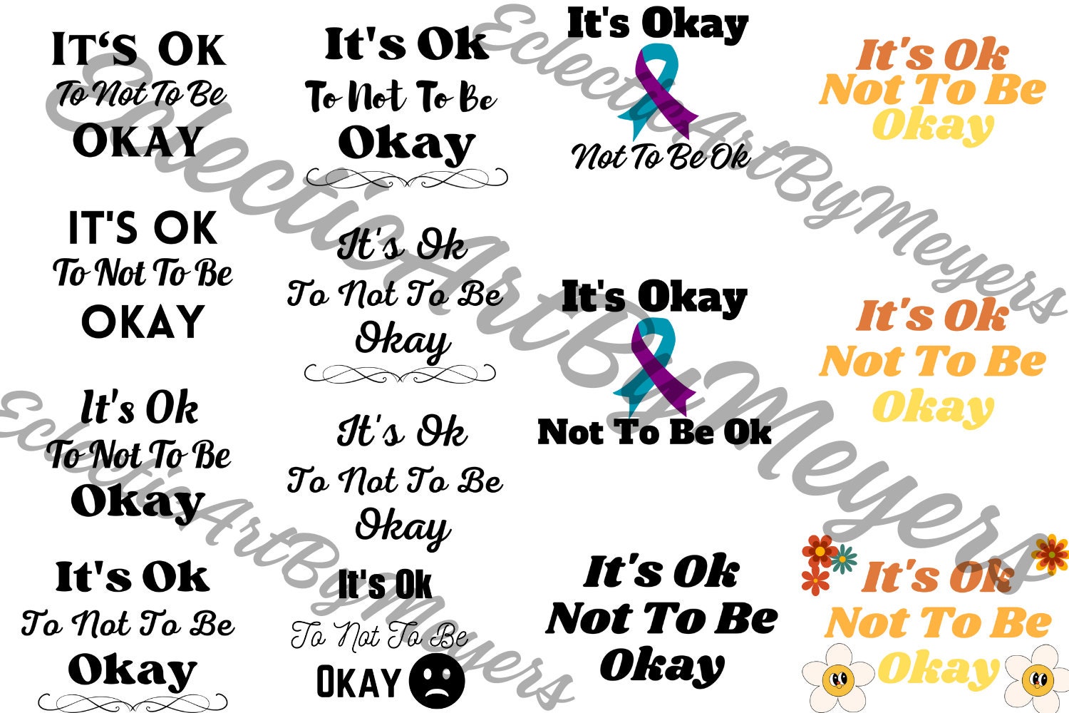It's Ok Not to Be Ok! SVG Bundle, Digital Designs, Design Bundle ...