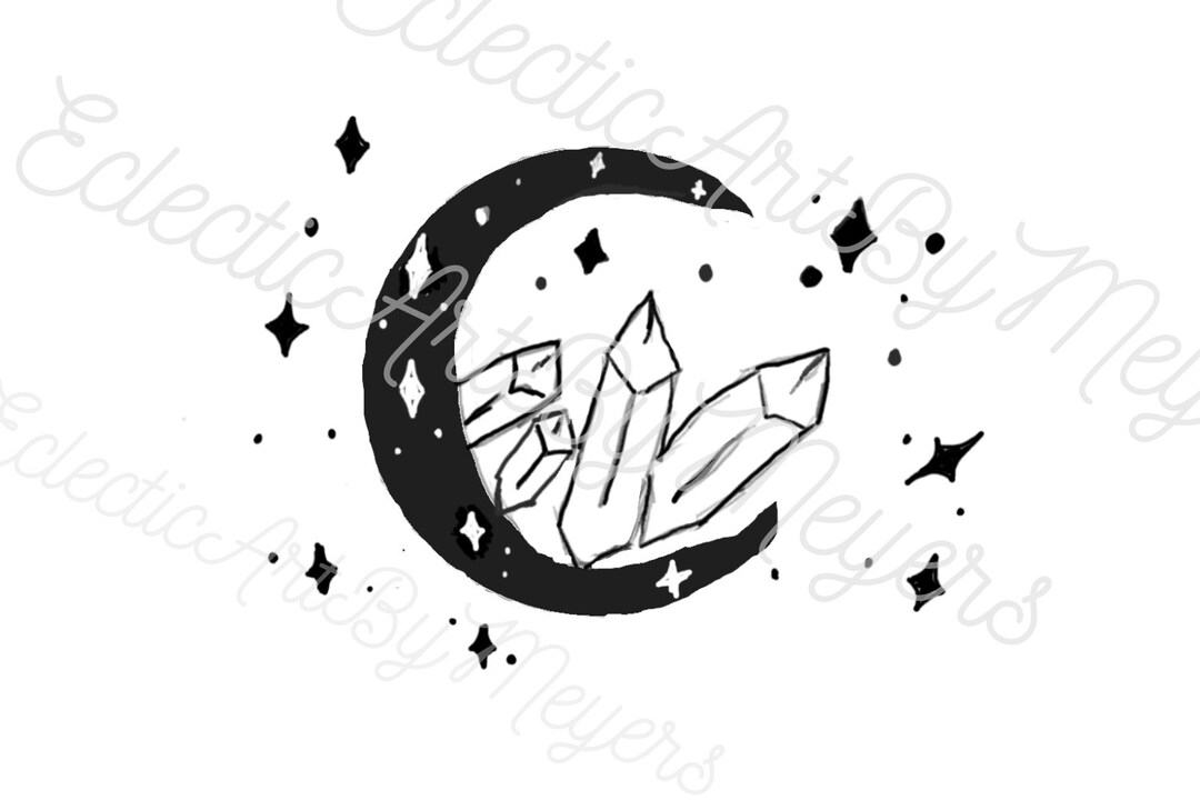 Crystal Moon SVG , Celestial Svg, Mythical Crystal SVG, Crystal Clipart ...