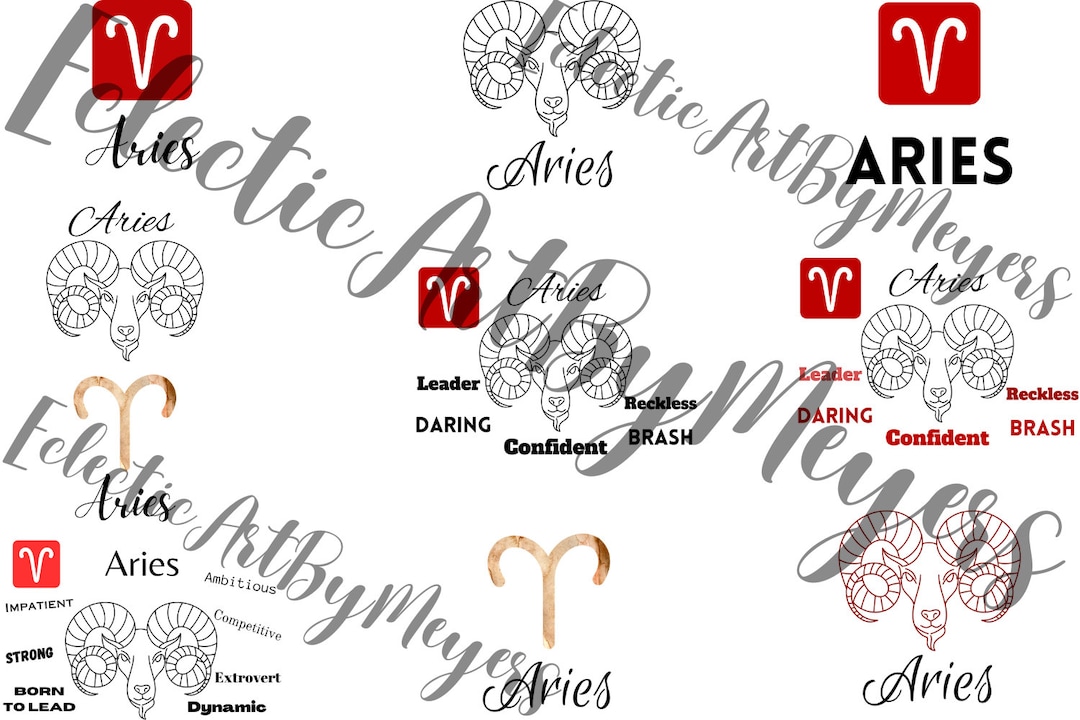Aries SVG Bundle ,horoscope Svg ,zodiac Svg, ,instant Download ,PNG ...