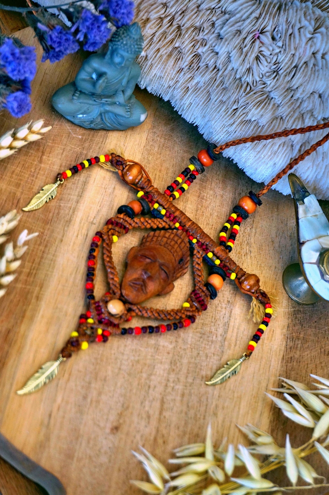 Tribal Macrame Necklace, Micromacrame Native American Jewelry, Handmade ...
