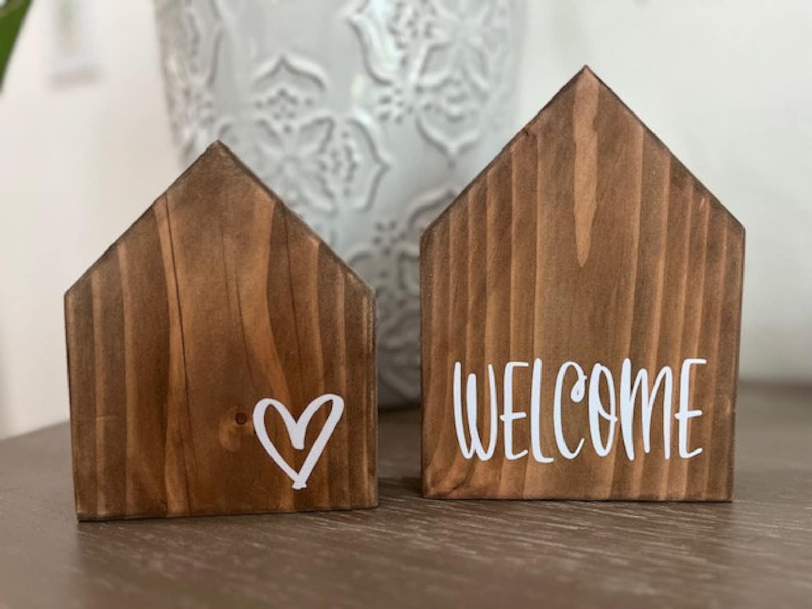 Set of Standing Wood House, Mini Wood House, Wood Block House ...