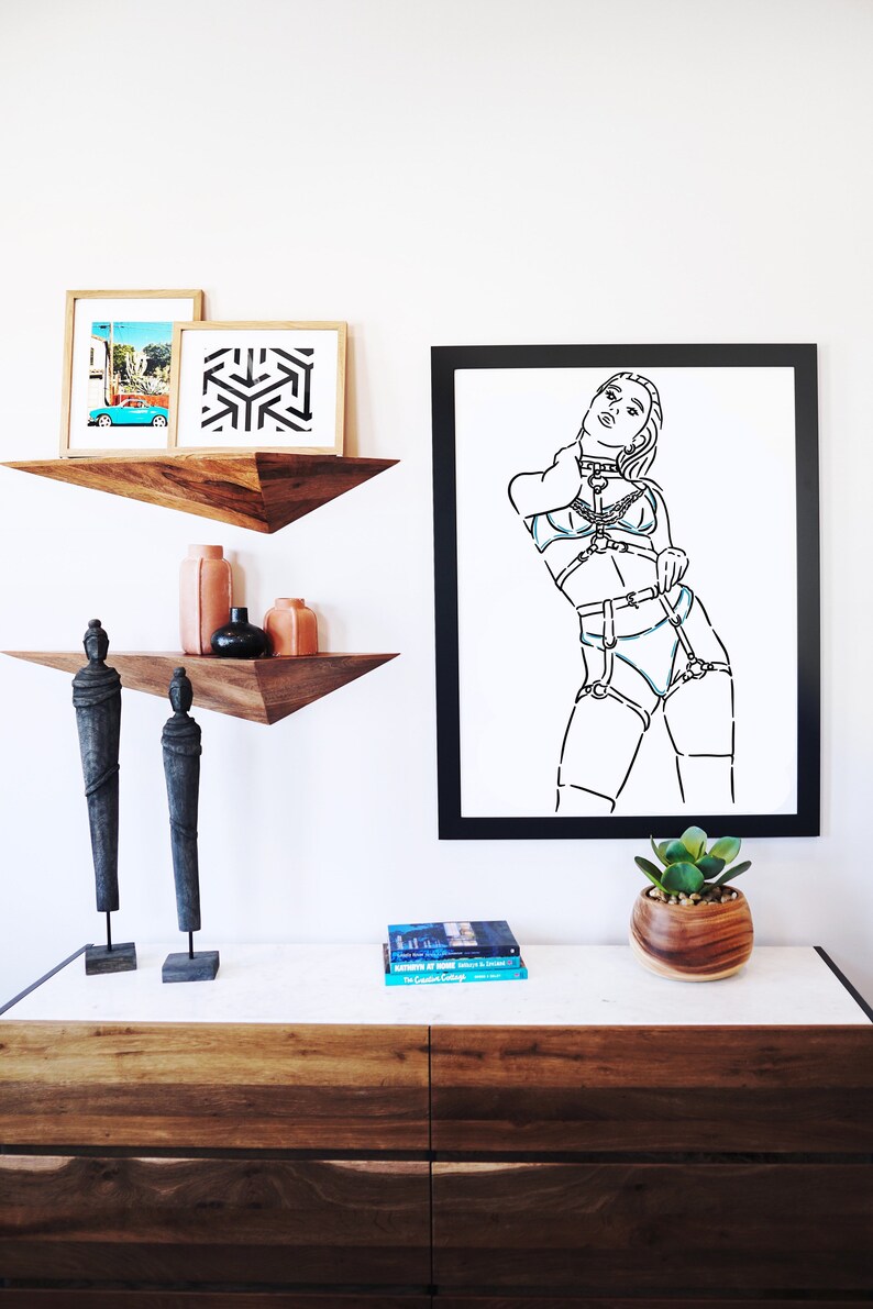 Erotic Art Harness Art Bondage Artwork Line Drawing Rope Etsy
