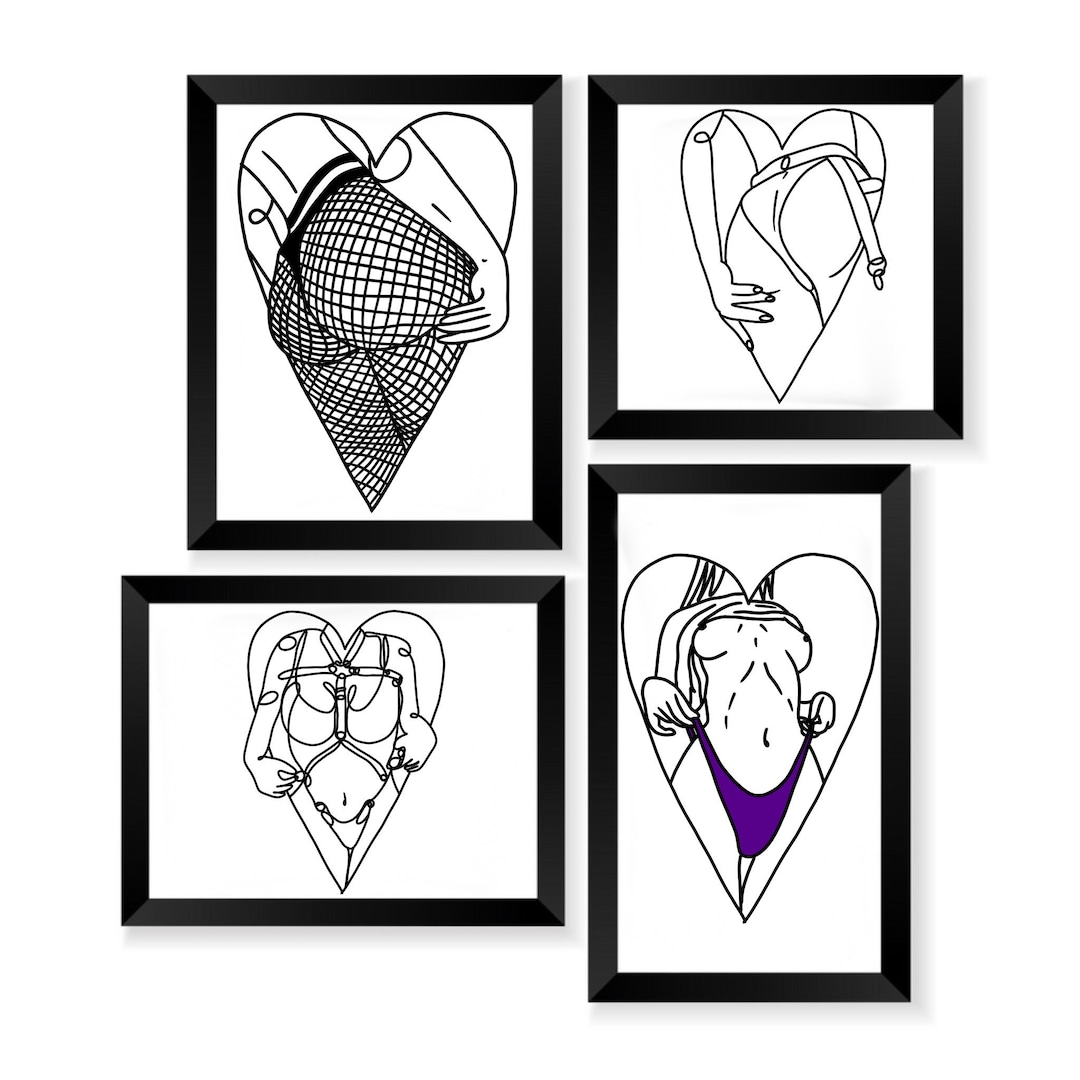 Sexy Line Art, Bondage Art, Line Art, Tattoo Design, Love Heart, Wall ...