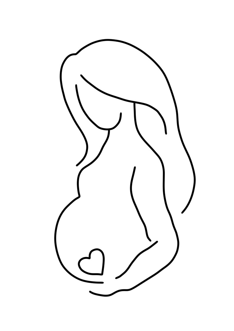 Pregnancy Line Drawing Pregnancy Journey Drawing Mum to Be - Etsy