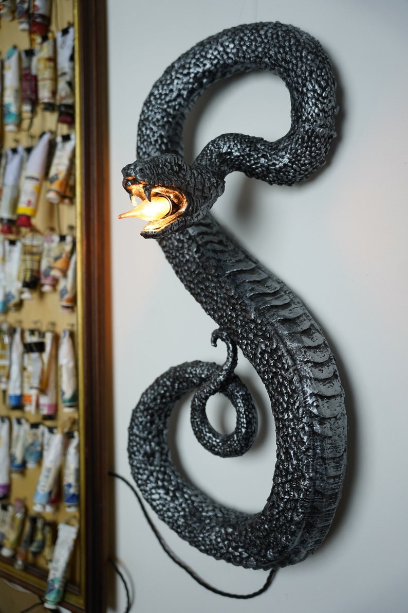 Art Light, Unique Mirror Pair of Serpent Wall Sconce Decoration ...