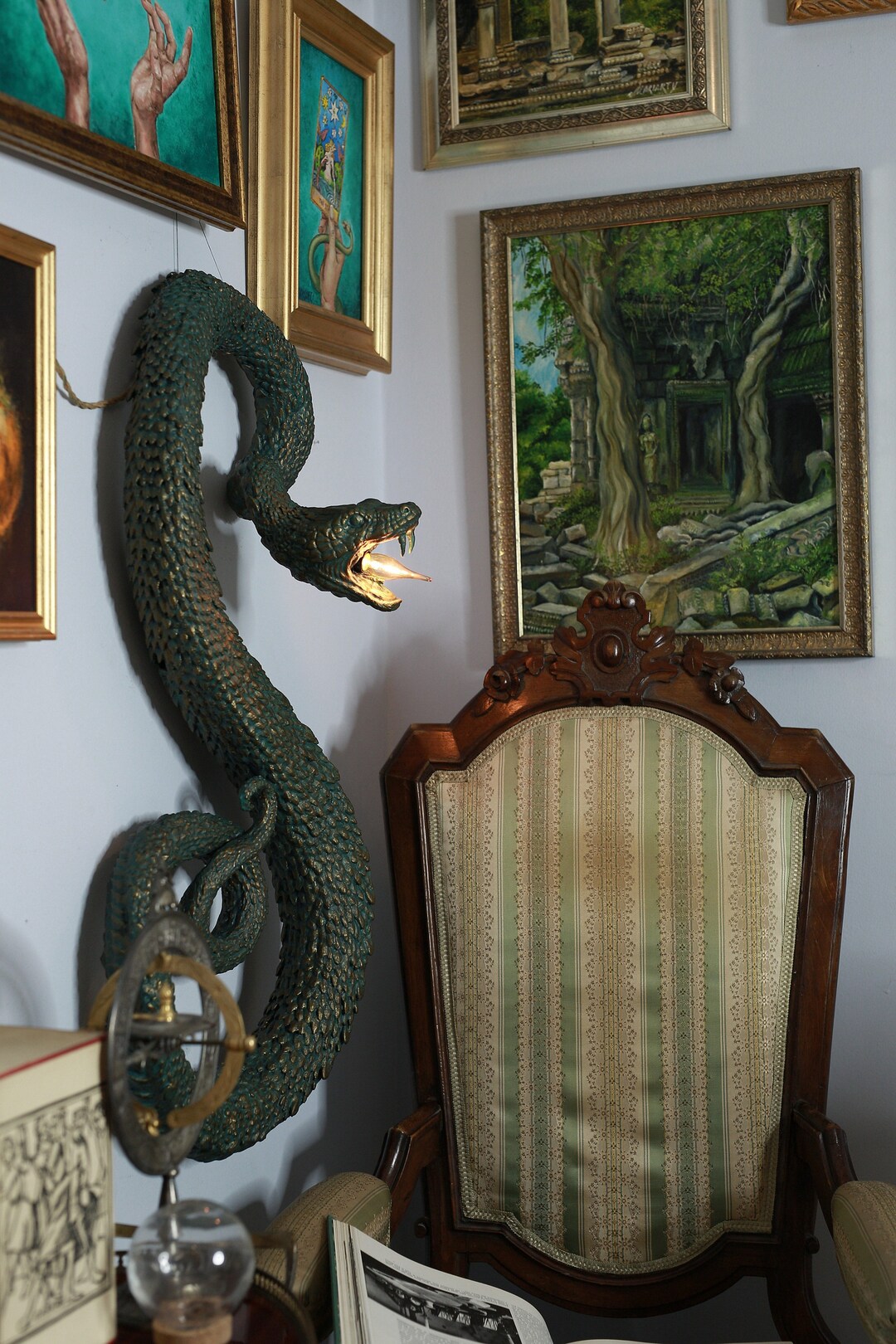 Art Light, Unique Green Serpent Wall Sconce Decoration, Snake Lamp Wall ...