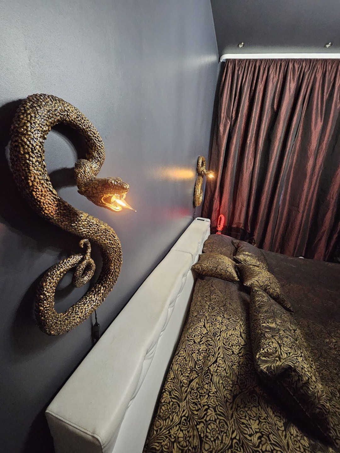 Art Light, Unique Mirror Pair of Serpent Wall Sconce Decoration ...