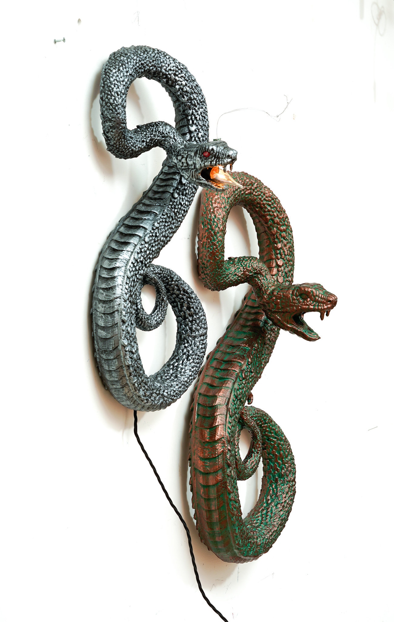 Art Light, Unique Mirror Pair of Serpent Wall Sconce Decoration ...