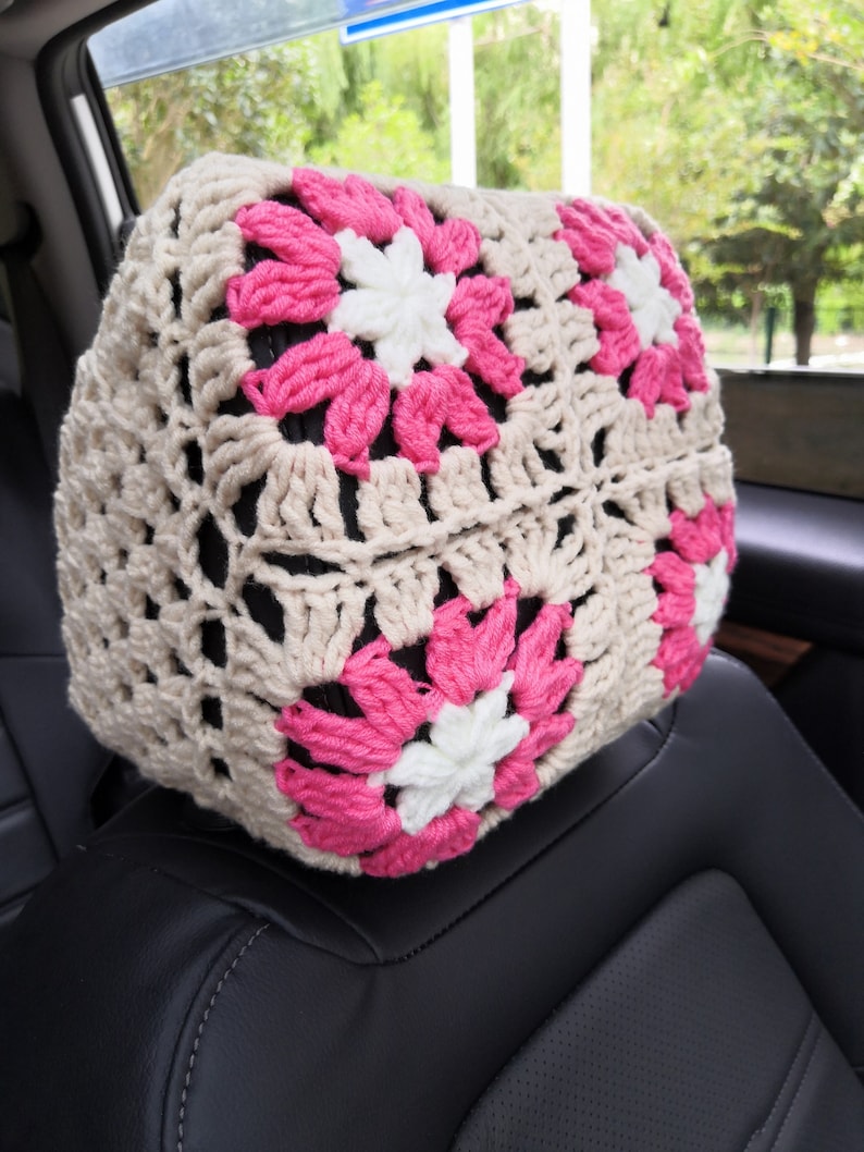 Car Seat Headrest Covers and Steering Wheel Cover Setcrochet - Etsy