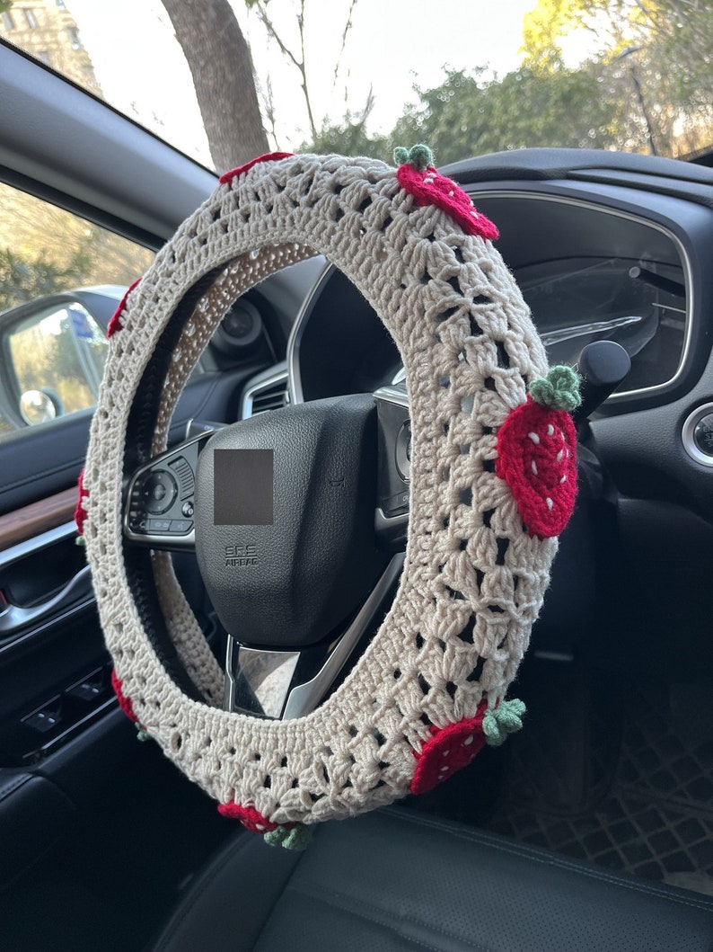 Strawberry Car Steering Wheel Coverhandmade Crochet Steering - Etsy