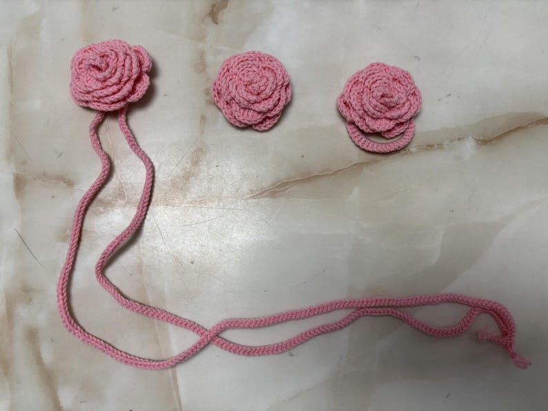 Crochet Rose Flower Accessories,rose Flower Crochet Choker Necklace ...