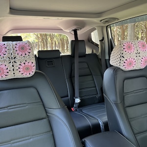 Car Headrest Cover,handmade Crochet Headrest Cover,sunflower Headrest ...