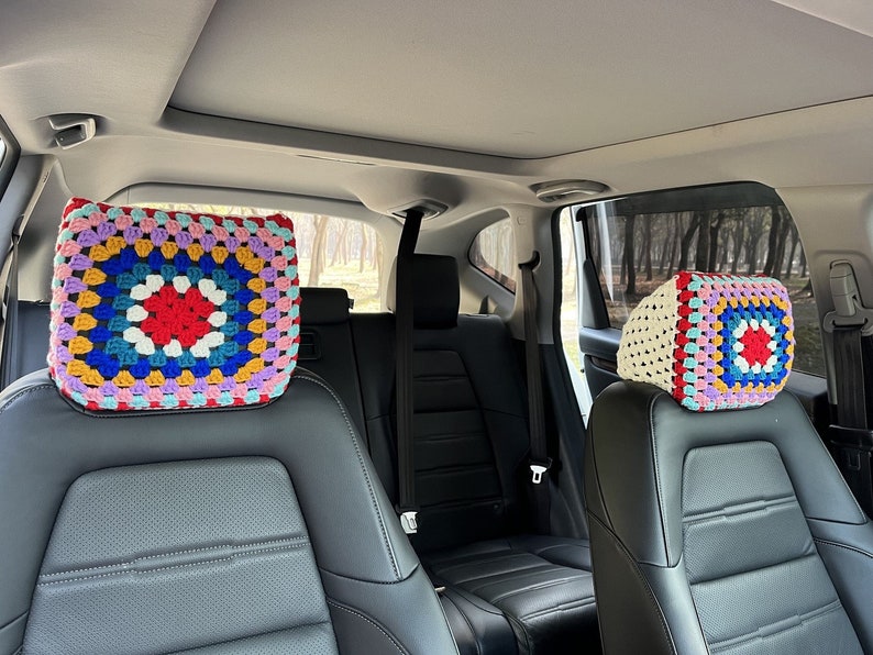Car Headrest Covers,crochet Gradient Headrest Cover Set,car Decor Cover ...