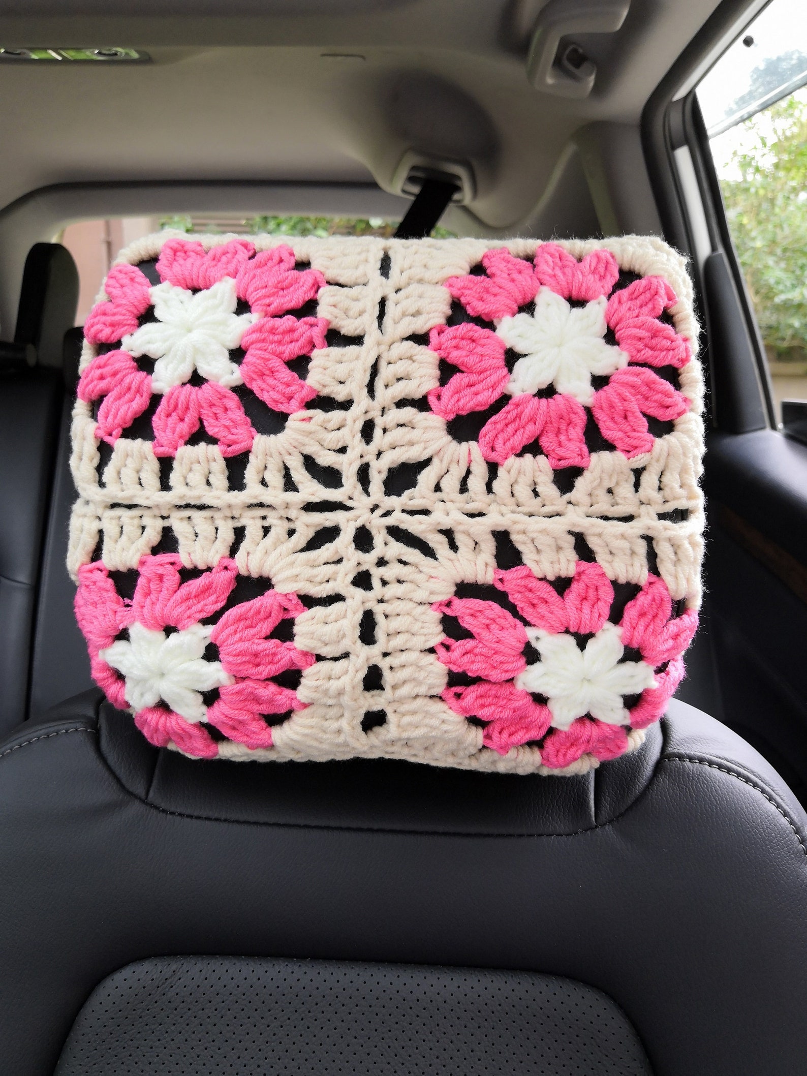 Car Seat Headrest Covers and Steering Wheel Cover Setcrochet - Etsy