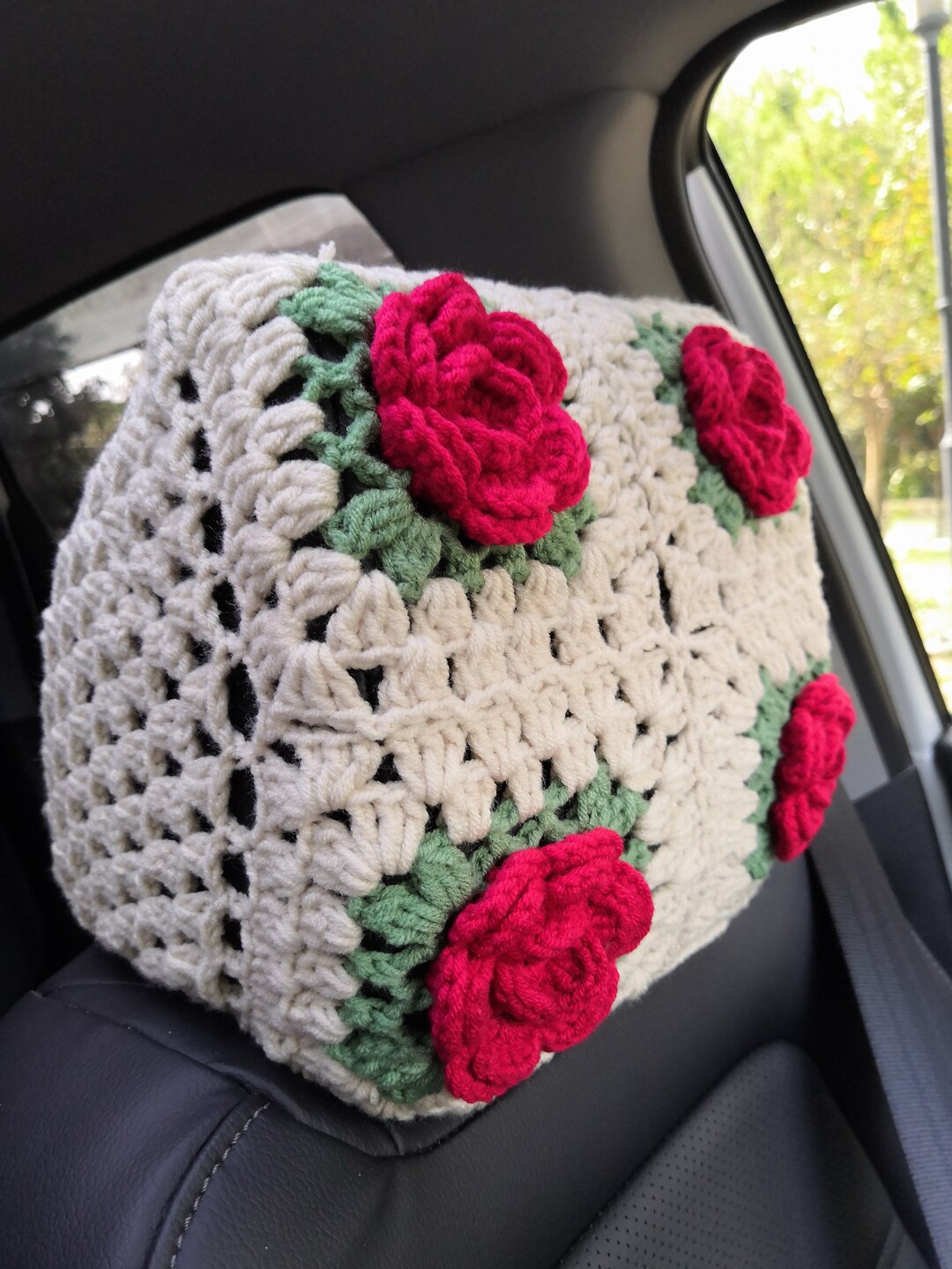Roses Flower Headrest Cover,car Seat Headrest Covers for Women,crochet ...