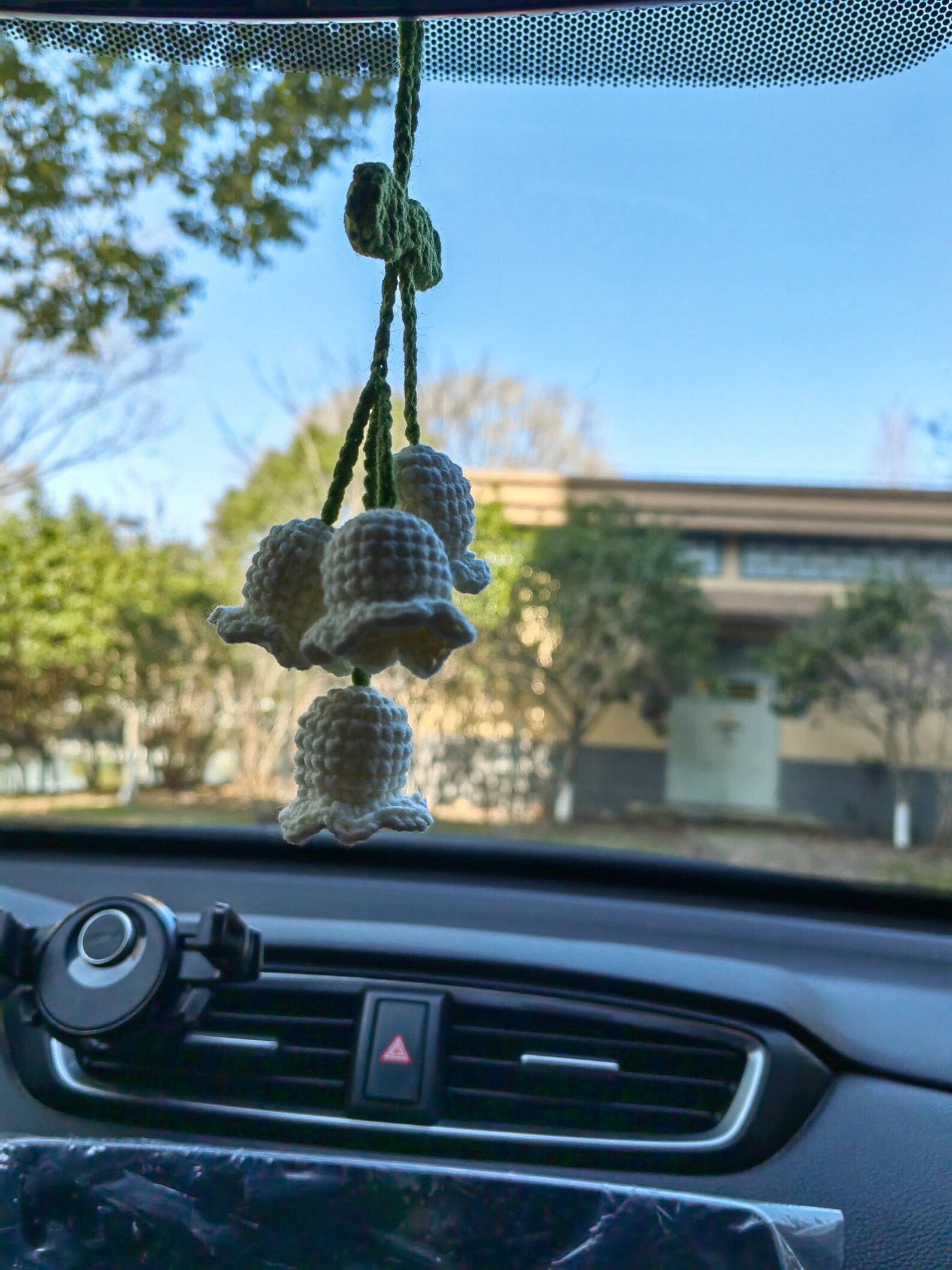 Cute Car Mirror Hanging Campanula, Crochet Knitting Flower Rear View ...