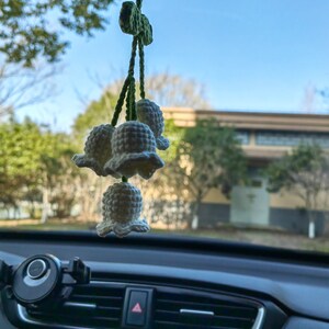 Cute Car Mirror Hanging Campanula, Crochet Knitting Flower Rear View ...