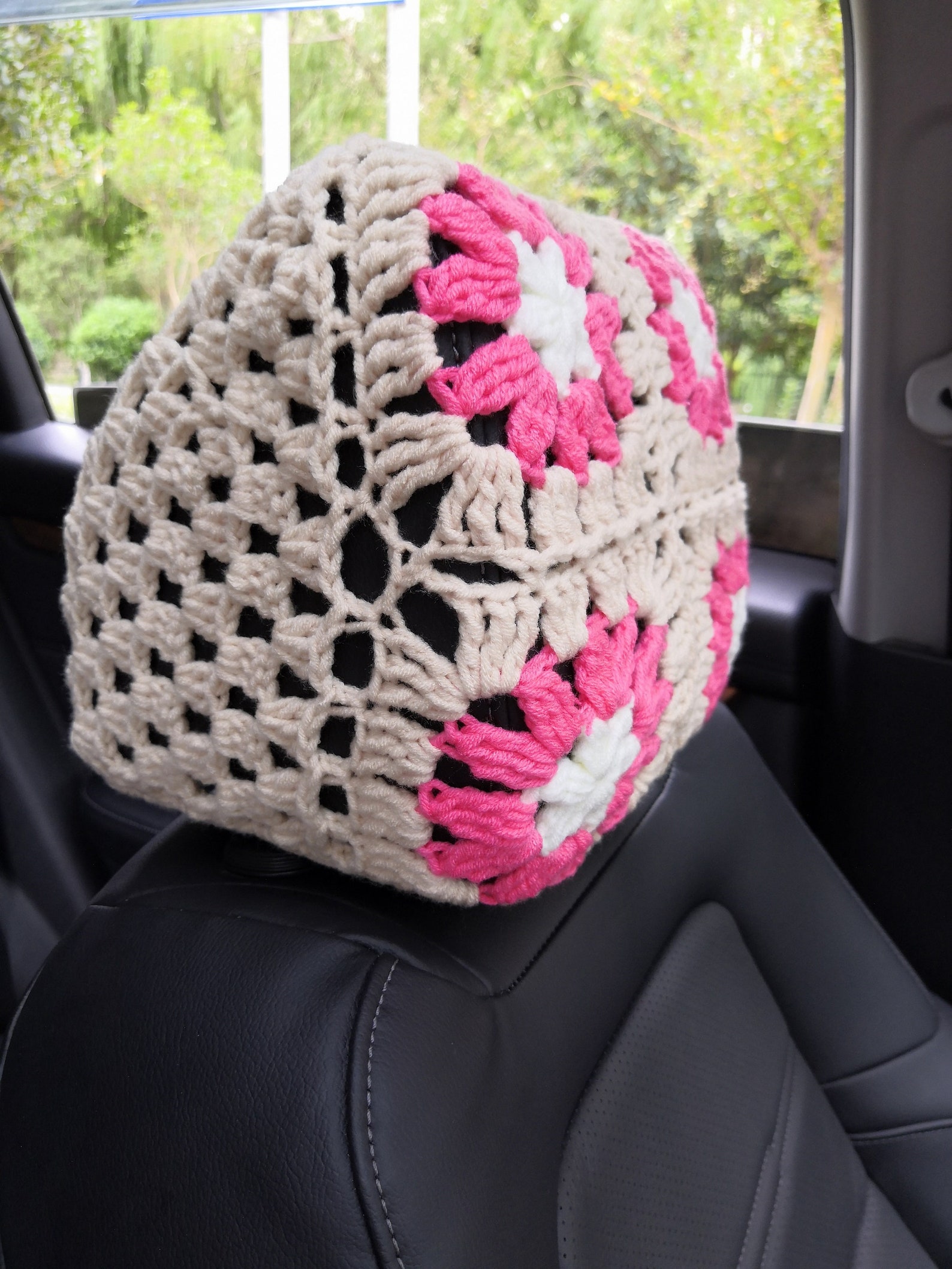 Car Seat Headrest Covers and Steering Wheel Cover Setcrochet - Etsy