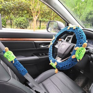 Crochet 3D Sea Turtle Steering Wheel Cover: Eco-friendly Car Decor - Etsy