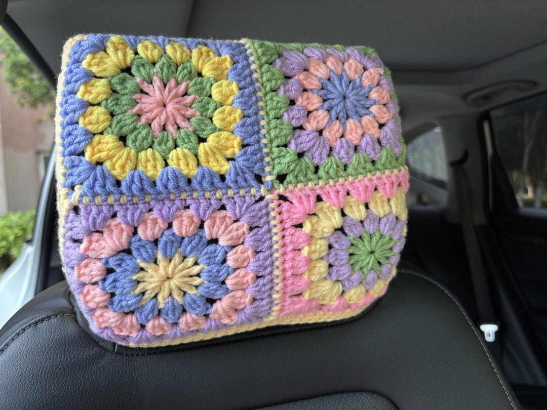 Car Headrest Cover,crochet Car Headrest Cover,sunflower Headrest Cover ...