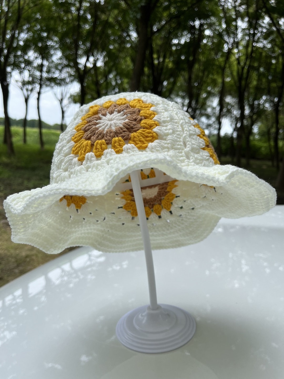 Handmade Crochet Sunflower Bucket Hat,crochet Bucket Hat,flower Bucket ...