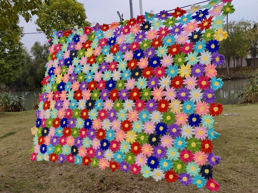 Crochet Blanket,daisy Blanket,colorful Blanket,handmade Bedspread ...