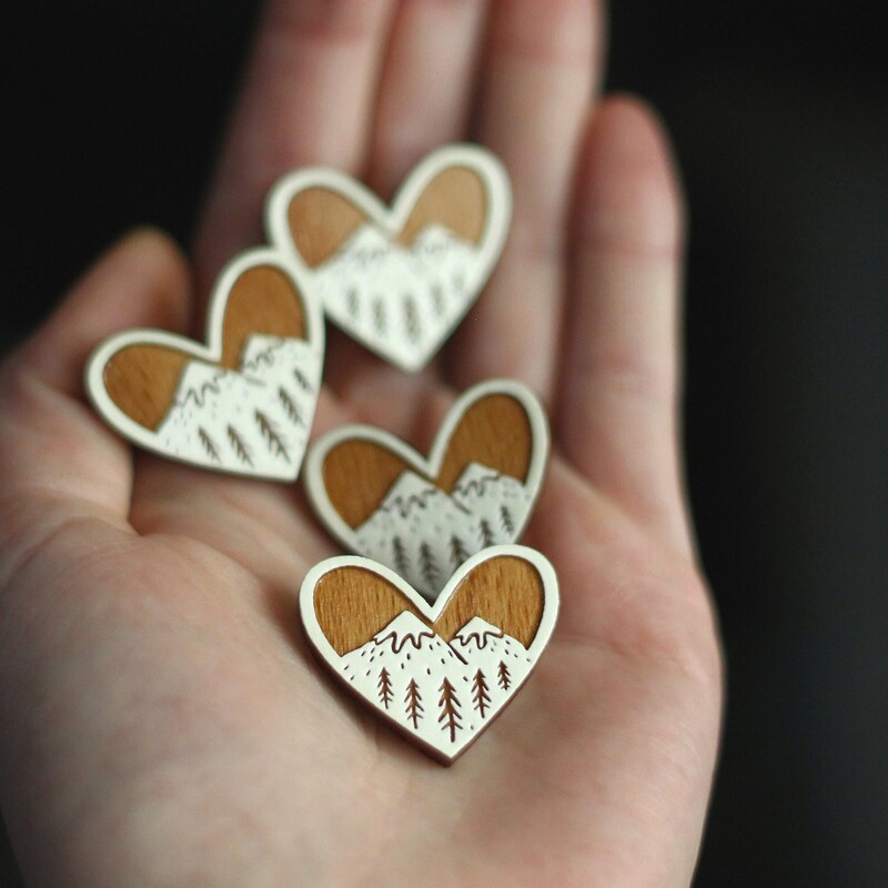 Wooden Brooch - Etsy