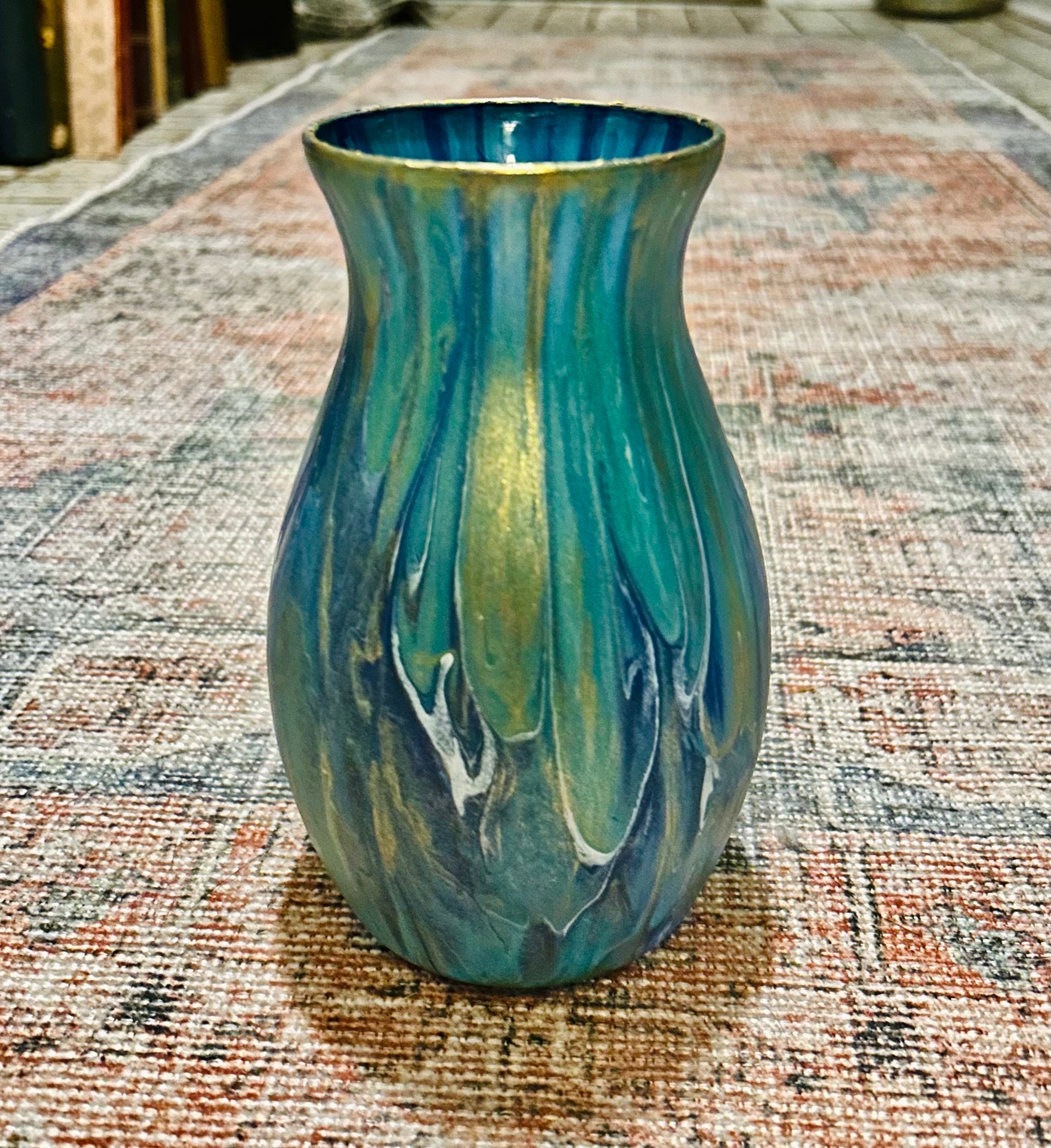 Art Glass Hand Painted Vase - Etsy