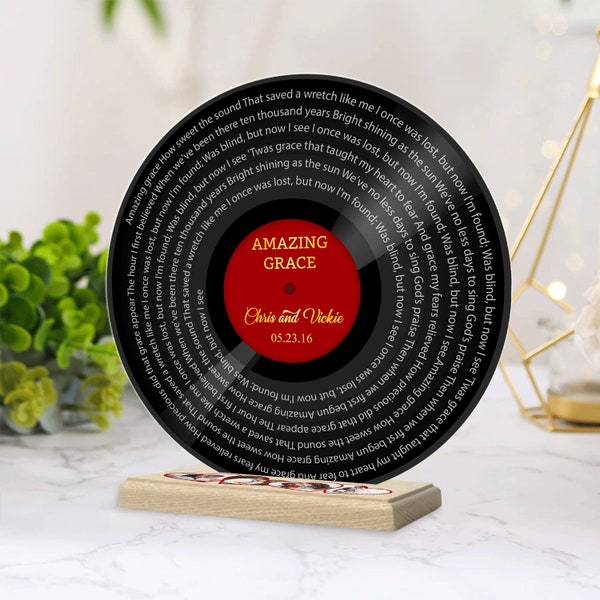 Acrylic Record With Wooden Stand - Etsy