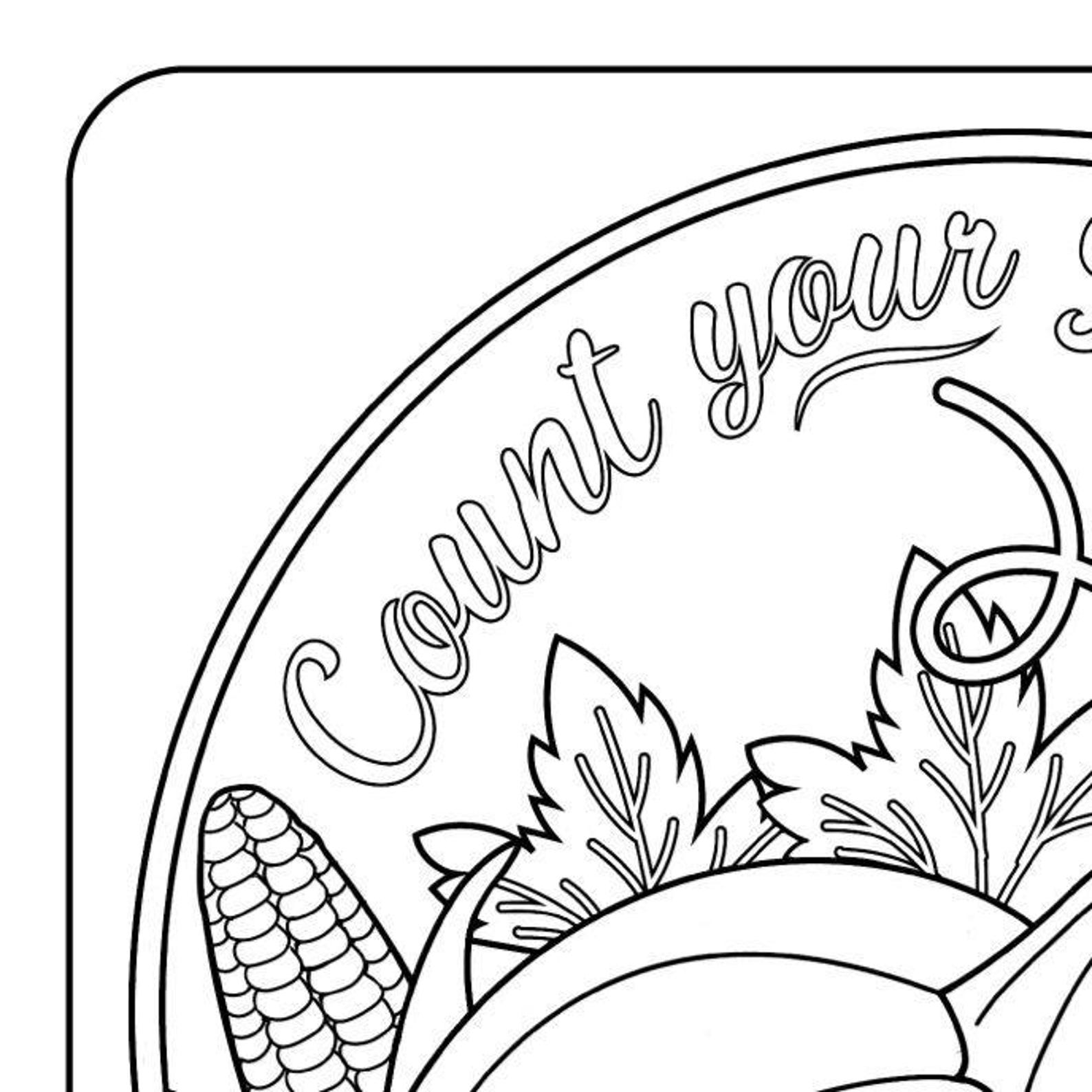 Count Your Blessings Coloring Page Instant Download: Pumpkins and ...