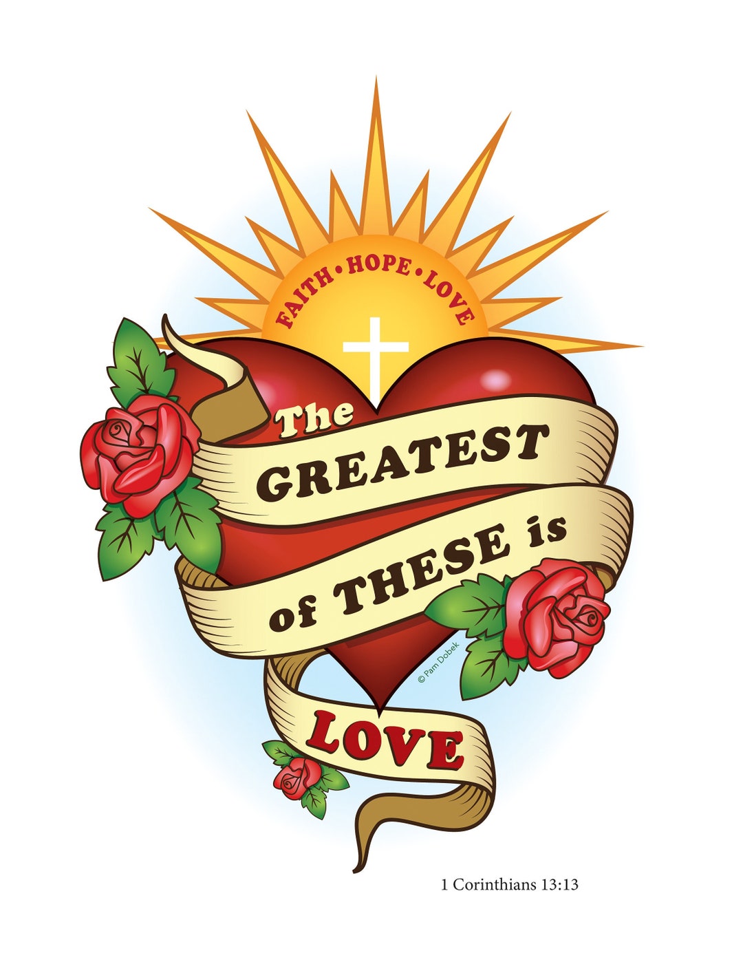 FAITH • HOPE • LOVE Downloadable Printable Illustrated Quote With Heart ...