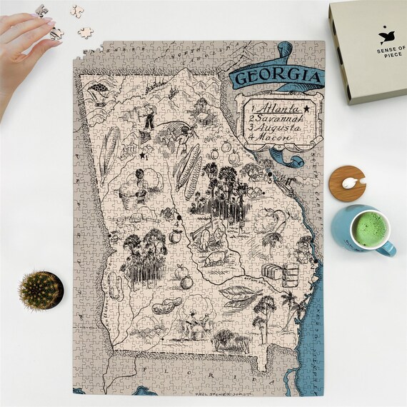 1931 Map of Georgia 1000 Piece Adult Jigsaw Puzzle Family - Etsy