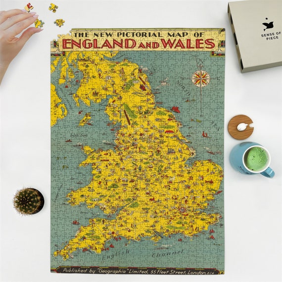 1935 Map of England and Wales 1000 Piece Adult Jigsaw Puzzle - Etsy