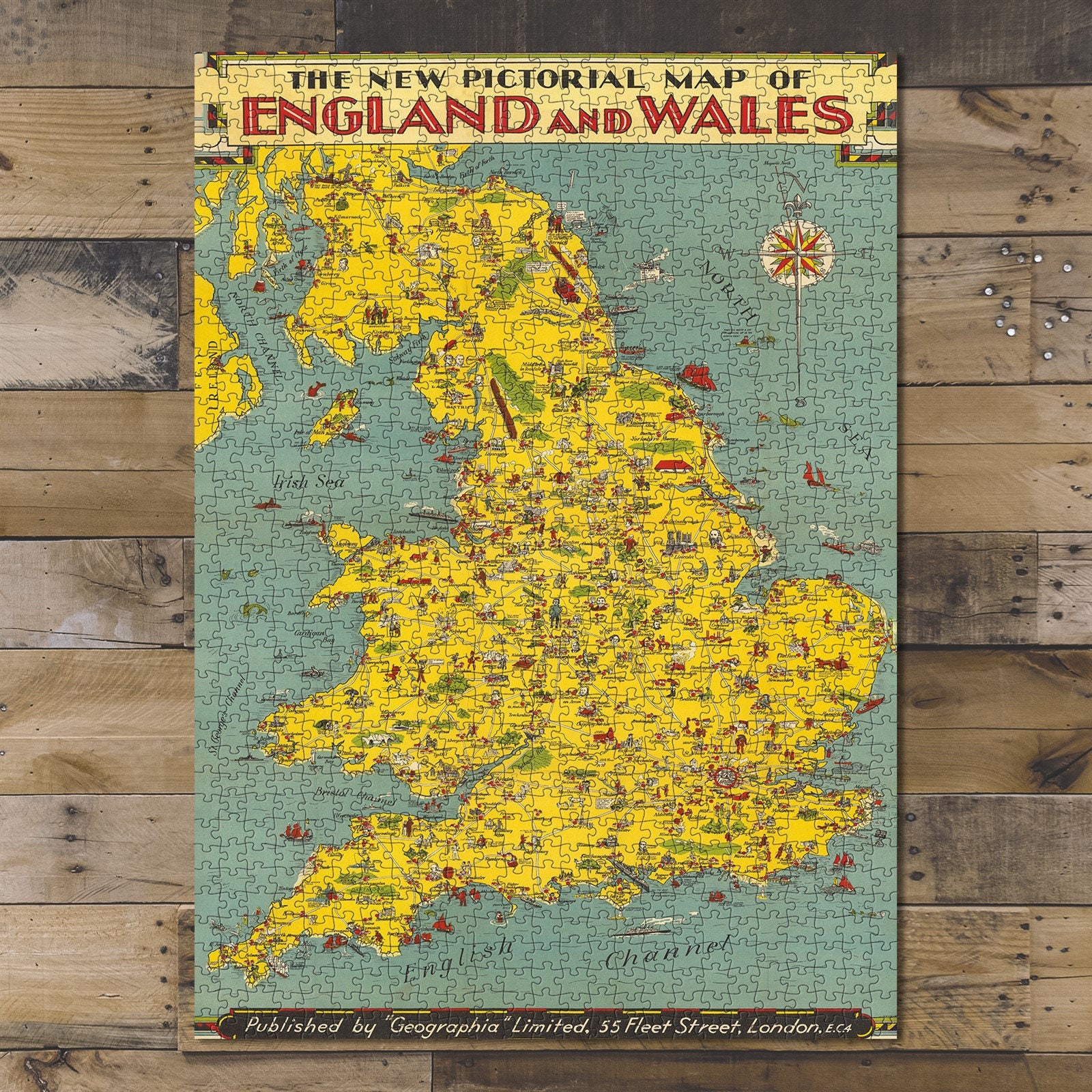 1935 Map of England and Wales 1000 Piece Adult Jigsaw Puzzle - Etsy