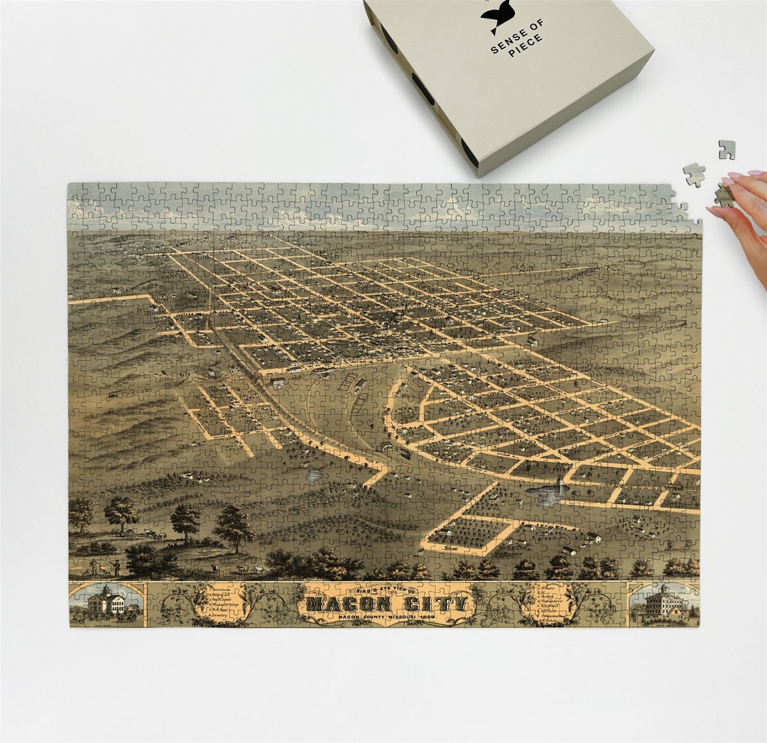 1869 Map Bird's Eye View of Macon City Macon County - Etsy