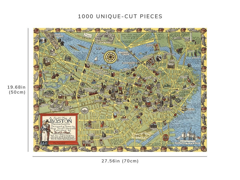 1000 Piece Puzzle 1960 Scott-map of Boston Massachusetts - Etsy