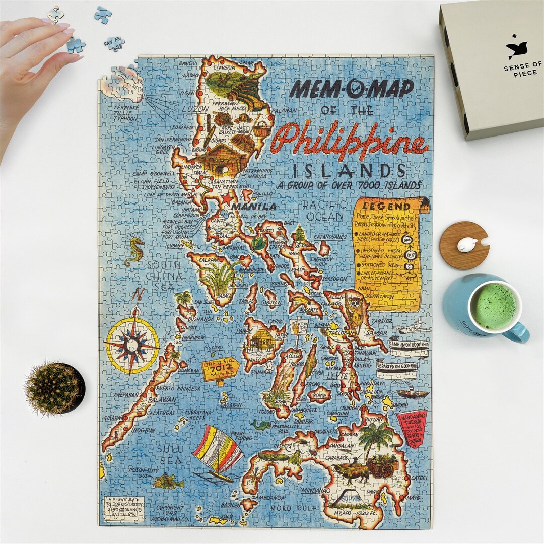 1945 Map of the Philippines 1000 Piece Adult Jigsaw Puzzle Family ...