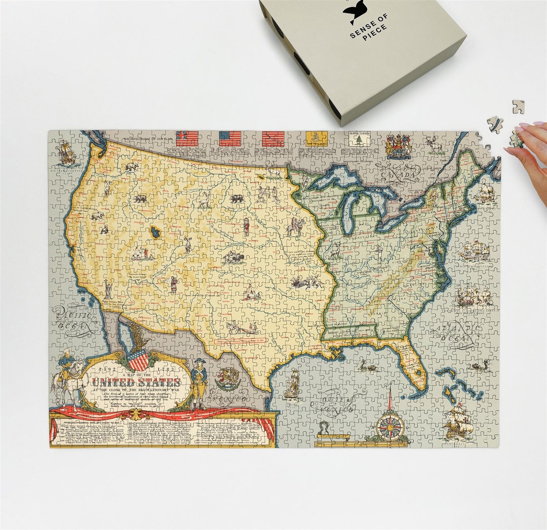 1000 Piece Puzzle 1957 Map of the United States at the - Etsy