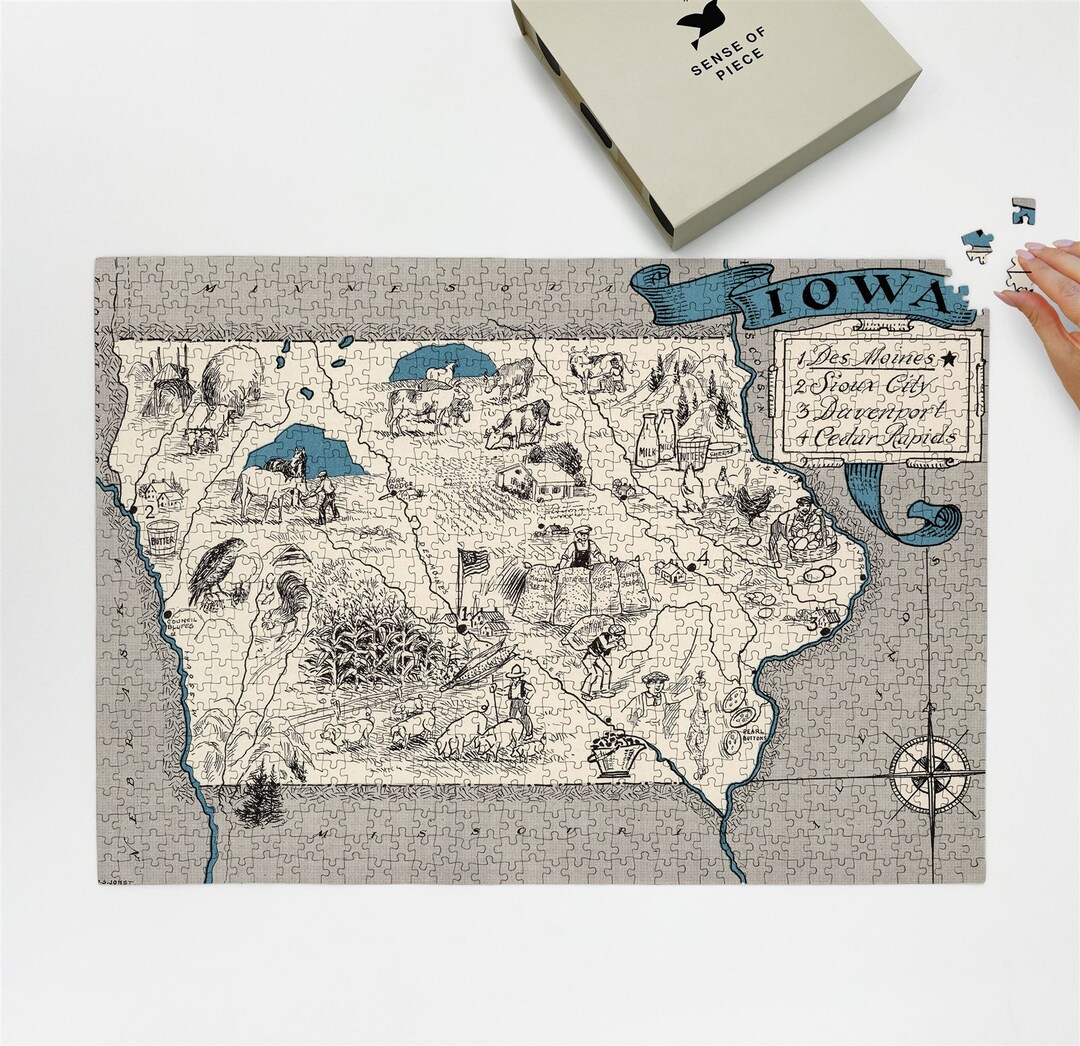 1931 Map of Iowa 1000 Piece Adult Jigsaw Puzzle Family - Etsy